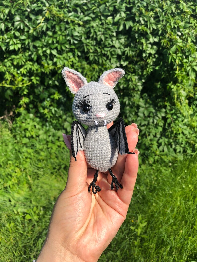 Bat Crochet Stuffed, Vampire Bat for Halloween Decor. Little Gray Bat ...