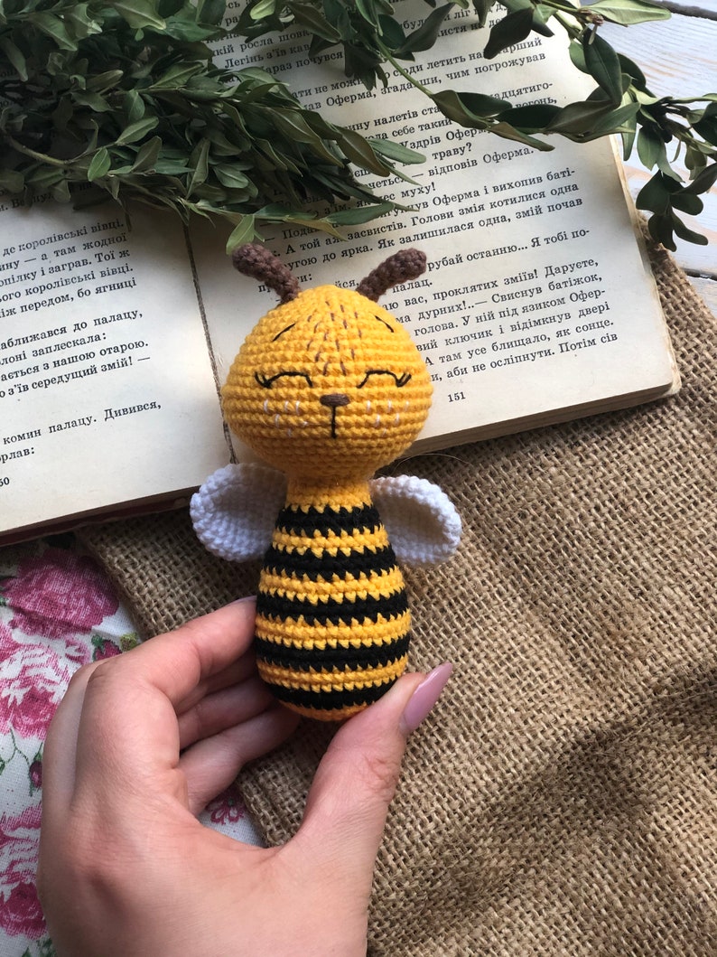 Cute bees shaker rattle first birthday gift newborn photo | Etsy