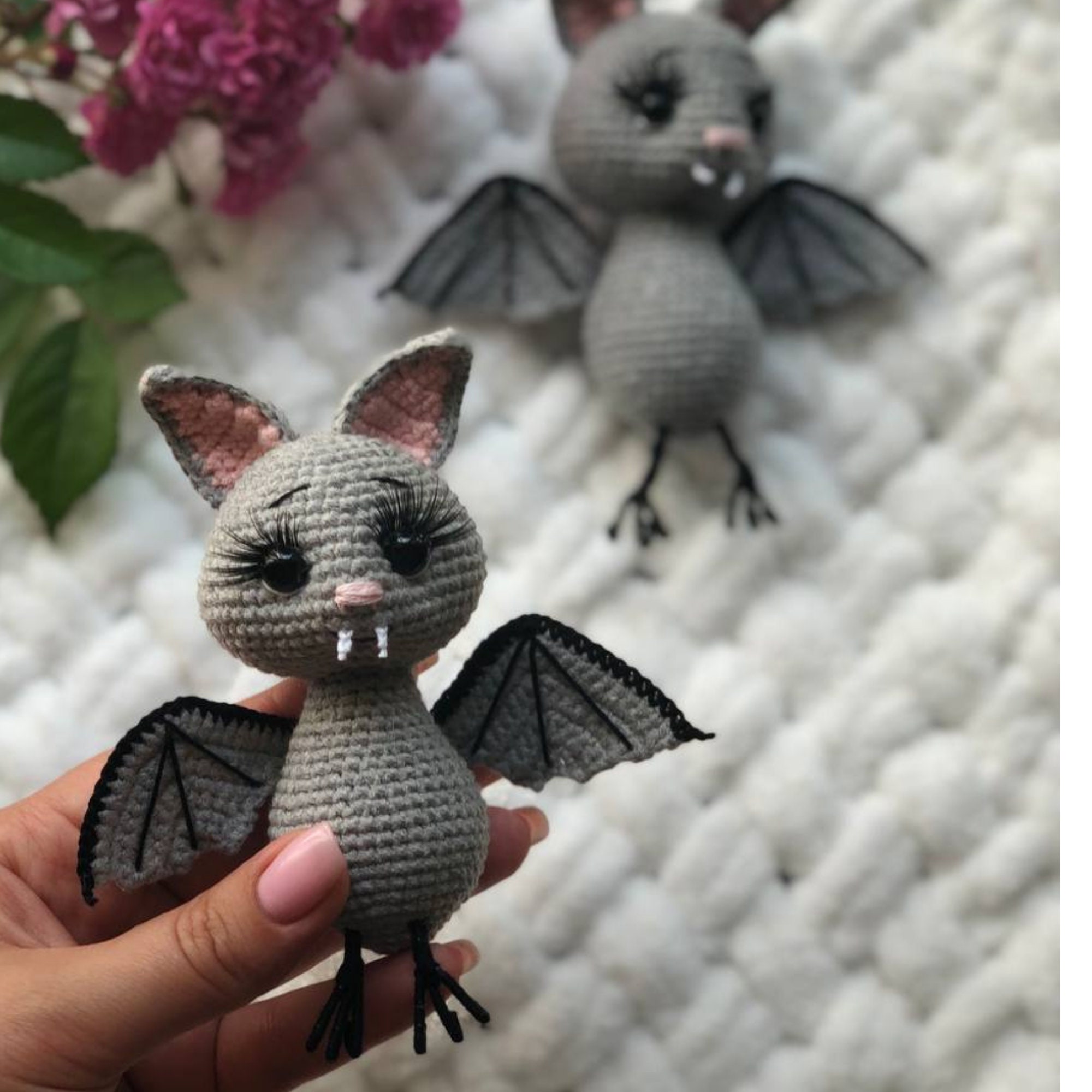 Bat Crochet Stuffed, Vampire Bat for Halloween Decor. Little Gray Bat ...