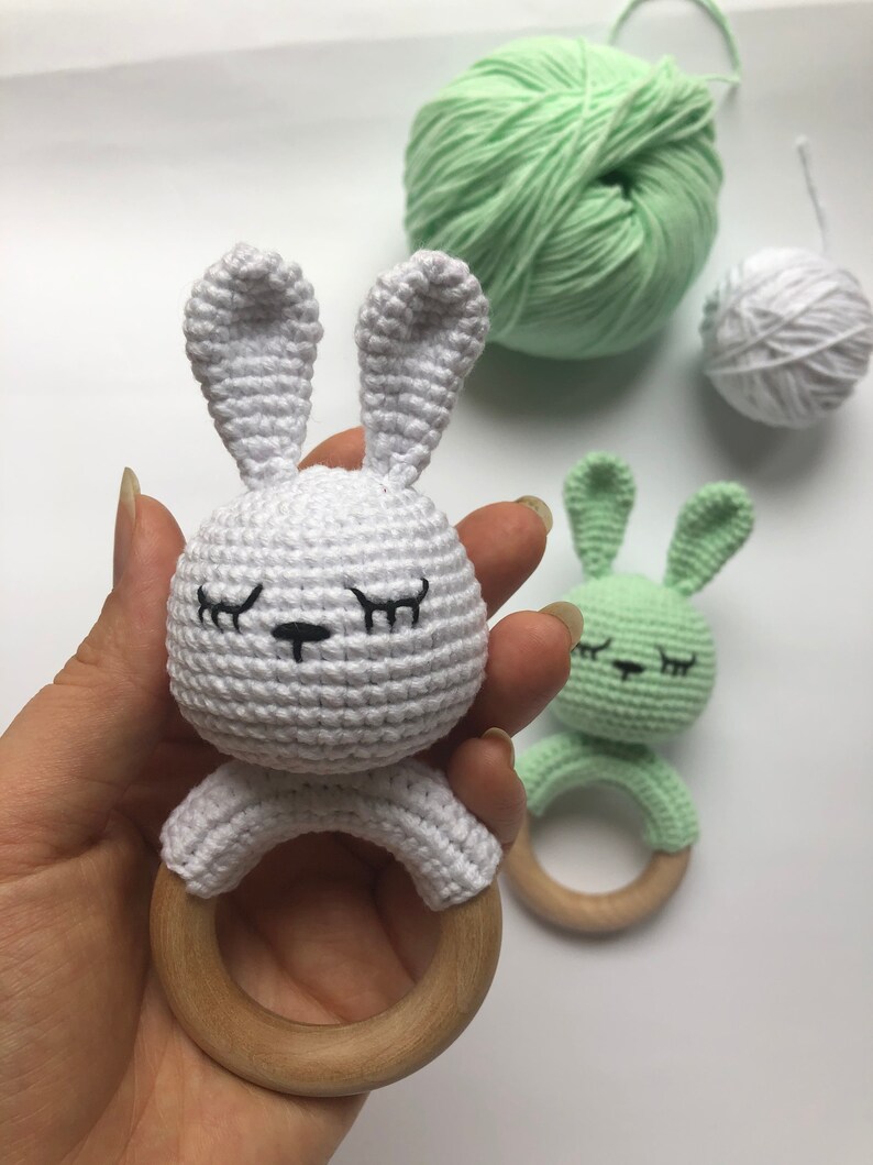 Cute Bunny Baby Rattle Essential Baby Gear, Crochet Rabbit Toy Baby ...