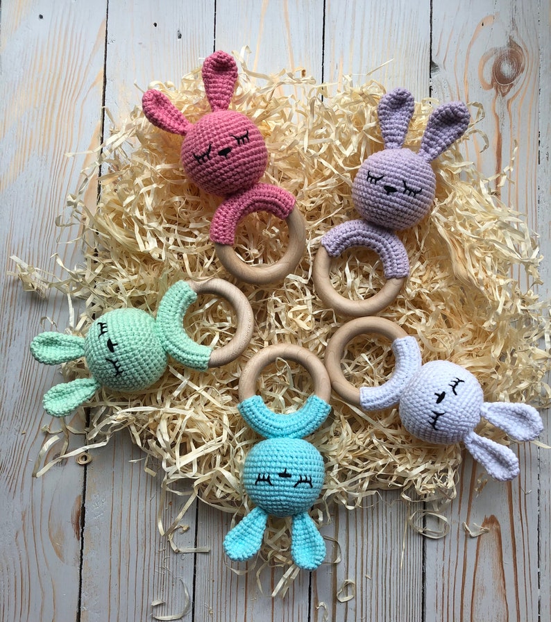 Cute bunny baby rattle Essential baby gear crochet rabbit | Etsy