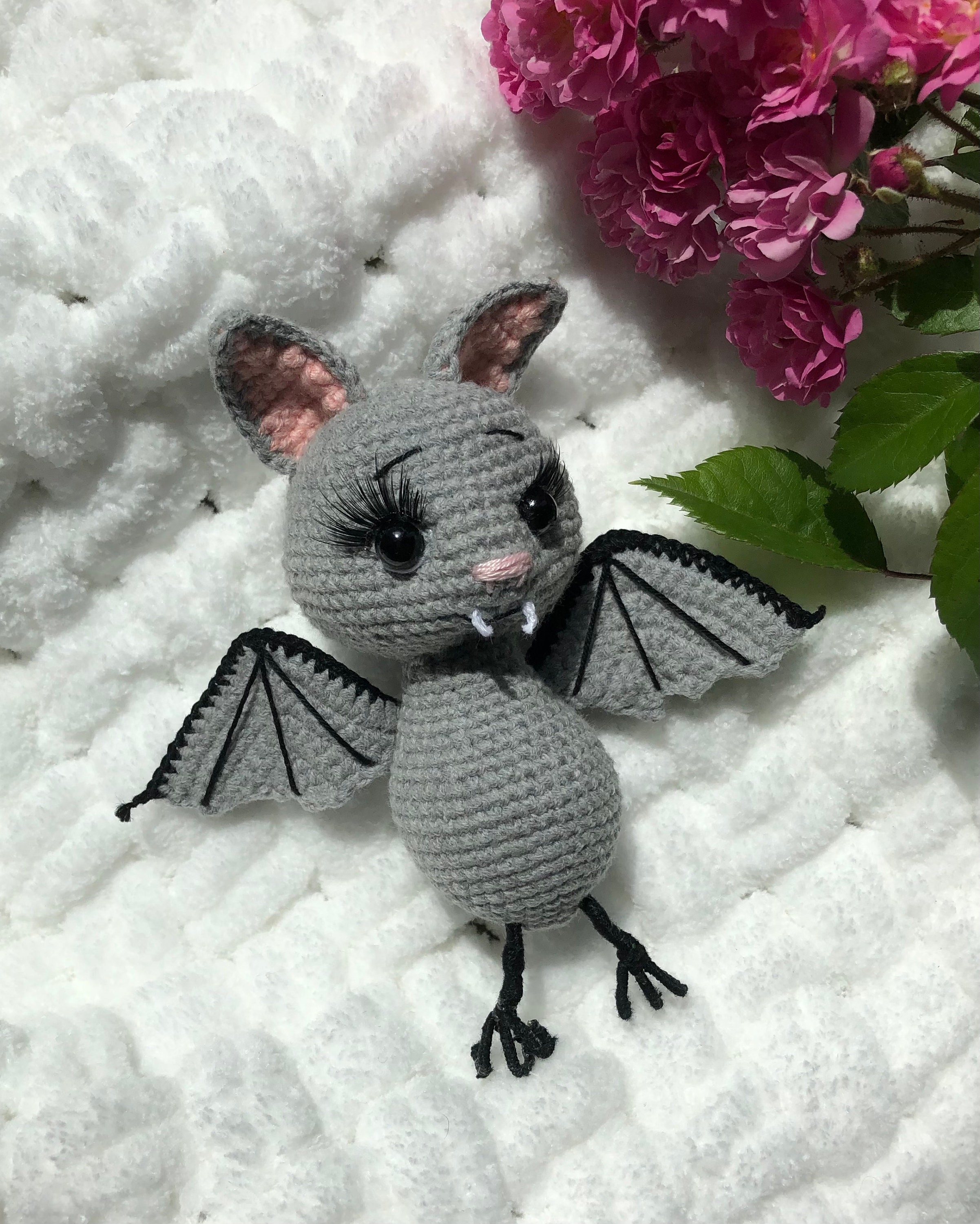 Bat Crochet Stuffed, Vampire Bat for Halloween Decor. Little Gray Bat ...