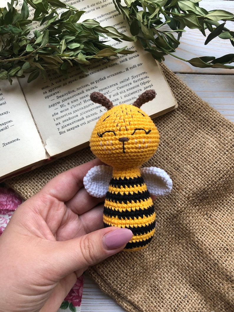Cute bees shaker rattle first birthday gift newborn photo | Etsy