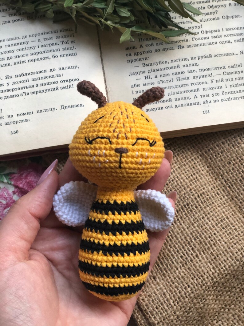 Cute bees shaker rattle first birthday gift newborn photo | Etsy