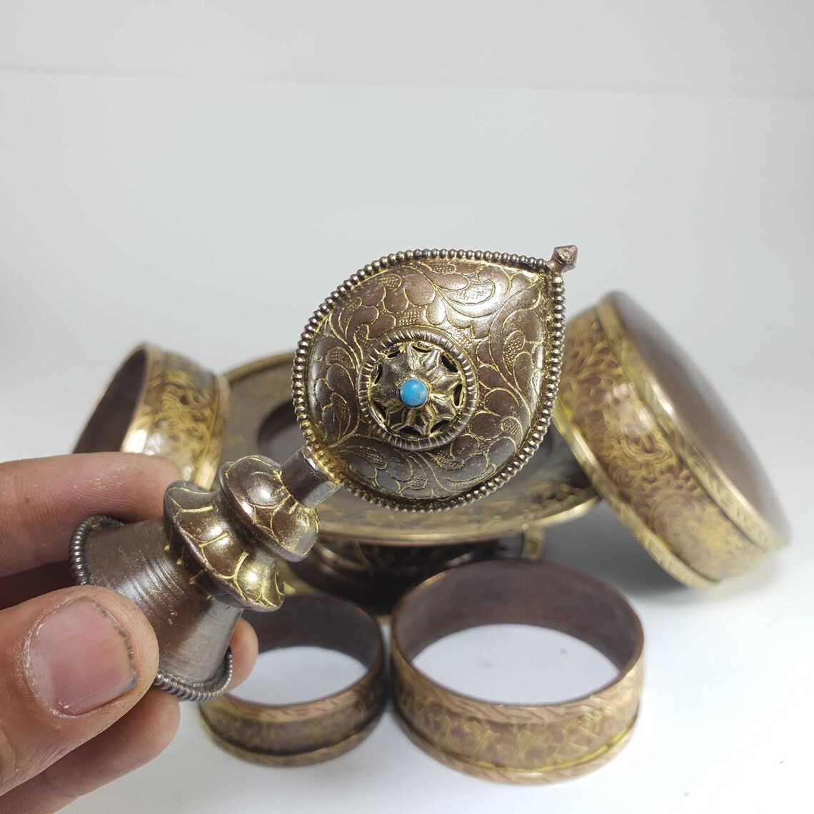 Medium Copper Ratna Mandala Offering With Carving and Antique - Etsy