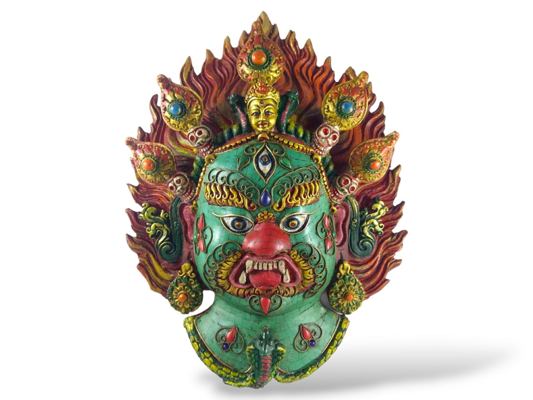Mix Resin Buddhist Mask, Painted With Stone Setting, Best Quality Home ...