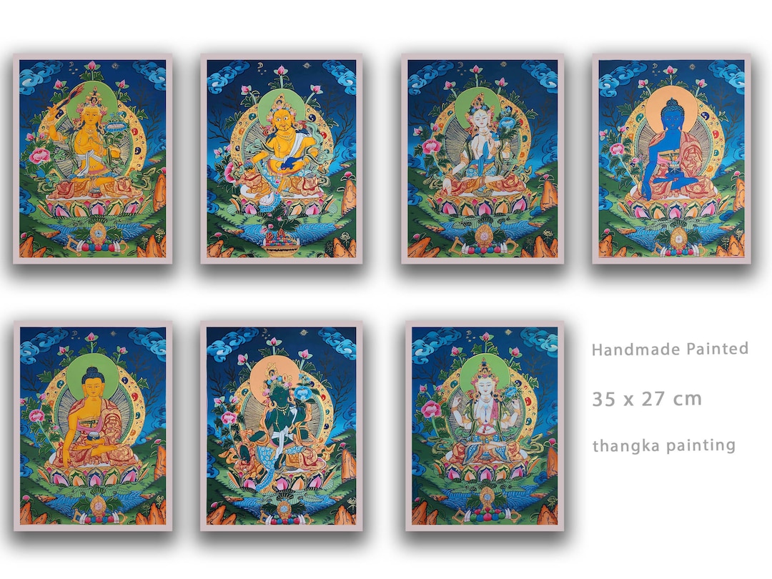 35x27 Cm, Thangka Painting of Mix Gods, With Brocading Option ...