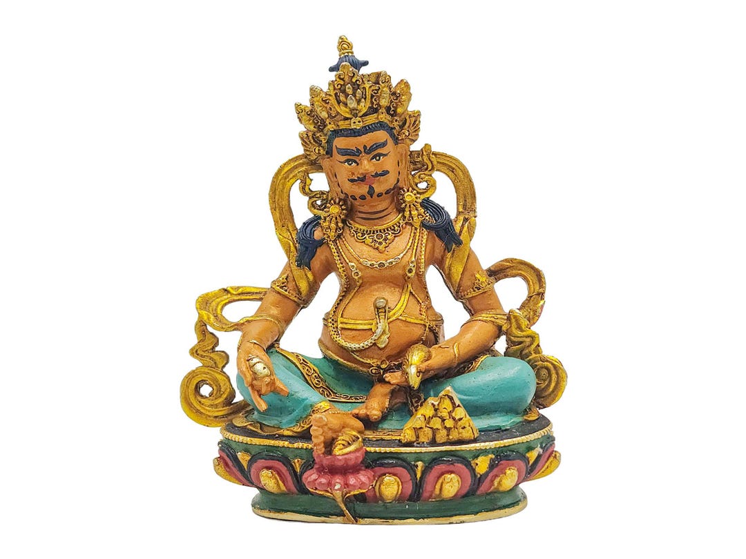 10 CM Height, Yellow Jambhala, Buddhist Miniature Statue, Thangka Color ...