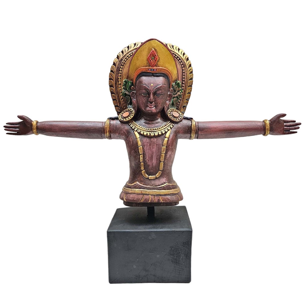 16 Inches, Indra - God of Rain, A Wooden Handmade Statue of Indra, With ...