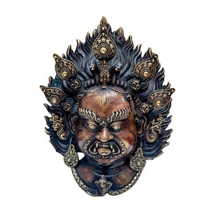 33cm, Bhairav, Handmade Ritual Metal Mask, Antique Finishing, Mahakala ...