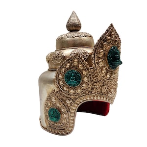 Buddhist Ritual Crown, Lama Crown With Pancha Buddha. Silver Plated and ...
