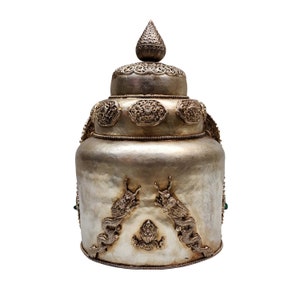 Buddhist Ritual Crown, Lama Crown With Pancha Buddha. Silver Plated and ...