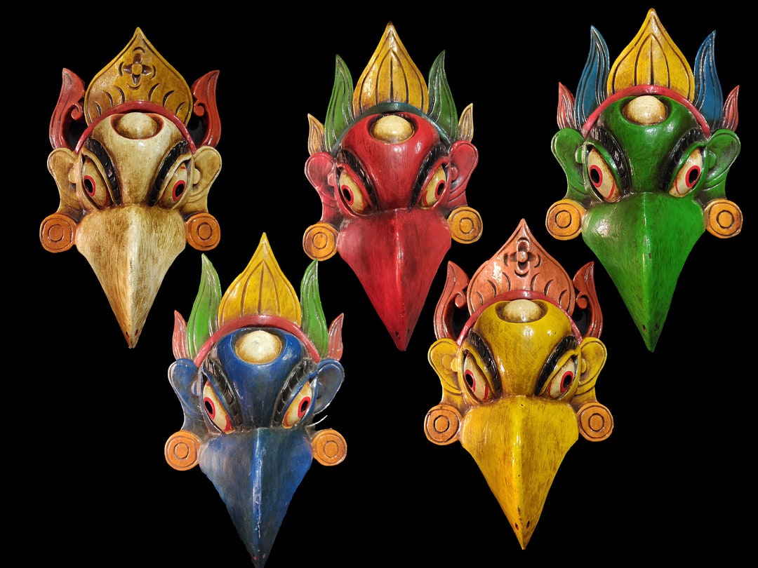 12 Inch, Garuda Mask, Handmade Wooden Mask of Garuda, Painted White ...