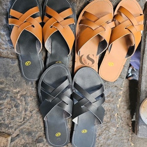 Handmade Leather Unisex Sandals,african Flat Men Shoes,female Sandal ...