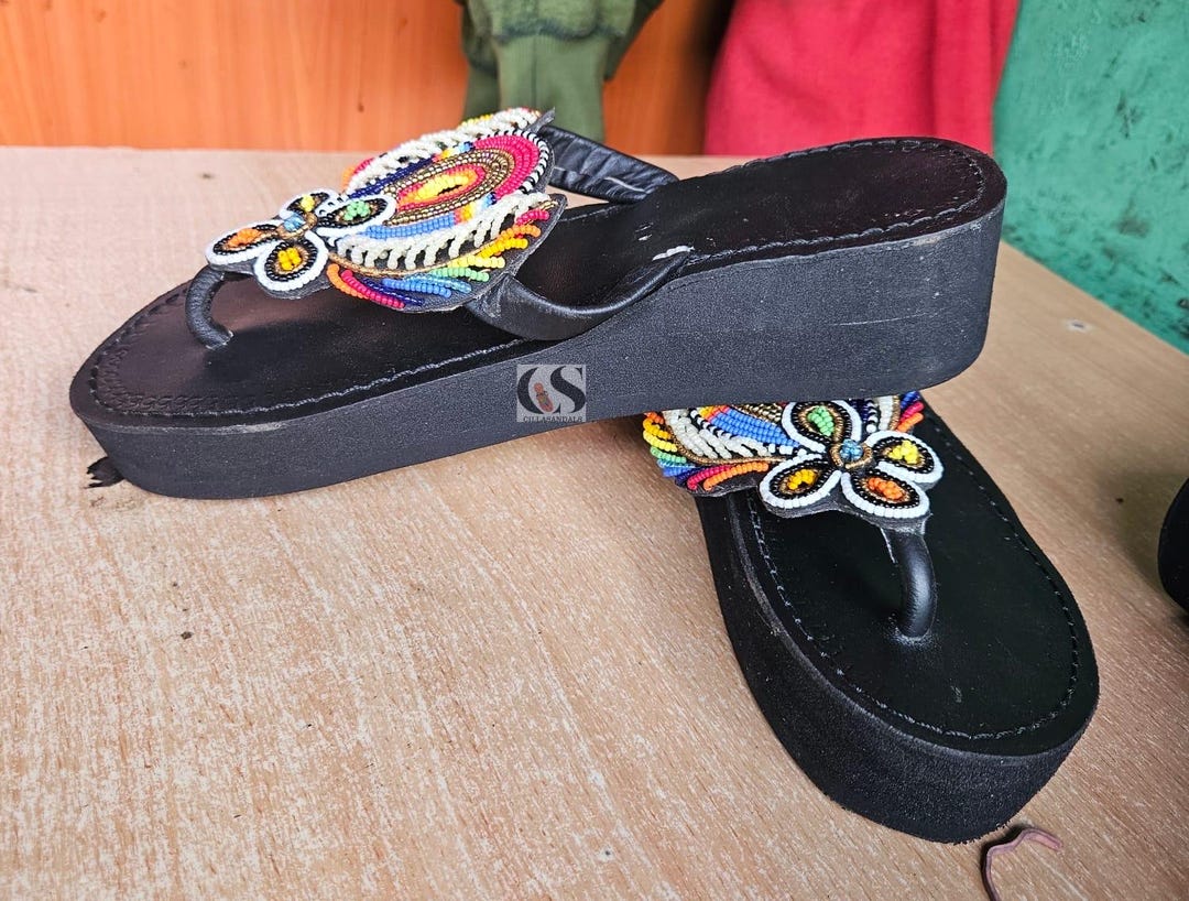 Masai Beaded Wedge Sandals,gladiator Wedge Sandals,low Heel Wedge ...