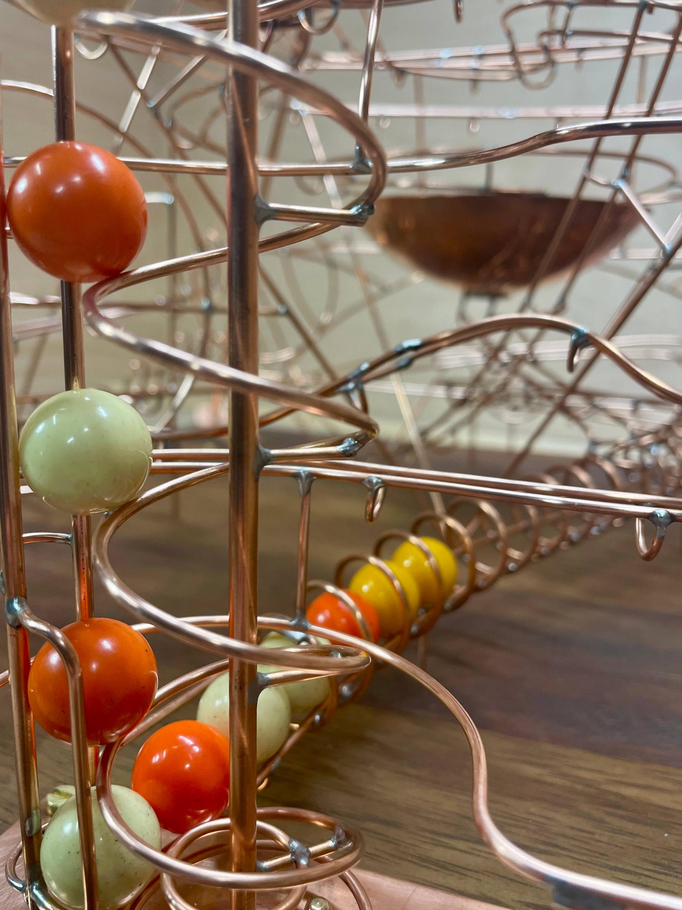 Pyramid Shape Rolling Ball Sculpture - Kinetic Art - Copper Wire ...