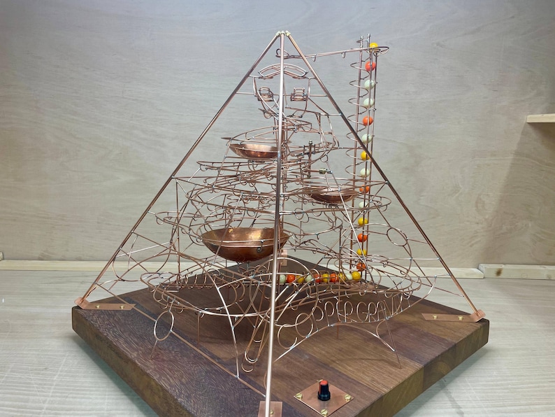 Pyramid Shape Rolling Ball Sculpture - Kinetic Art - Copper Wire ...