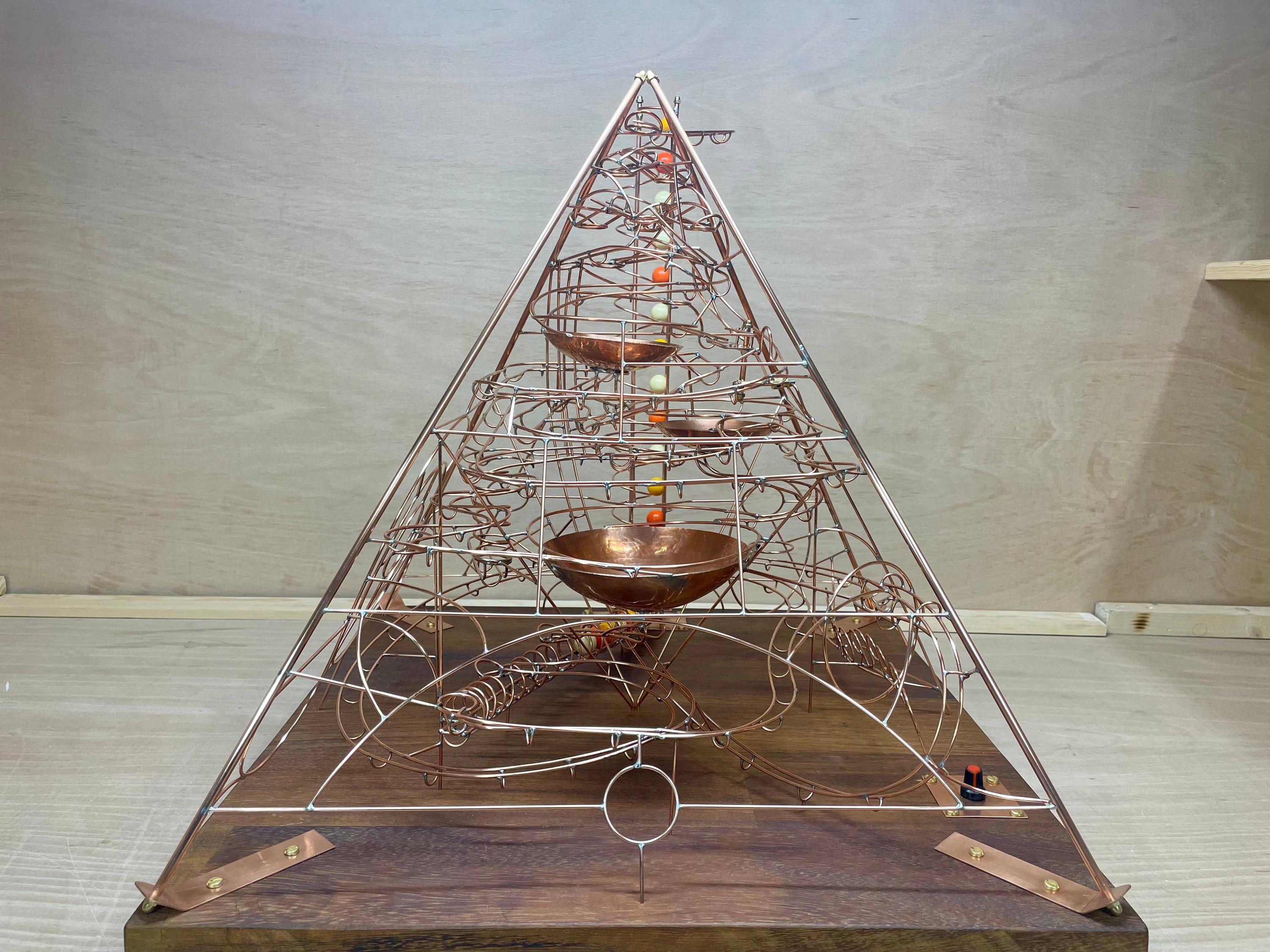 Pyramid Shape Rolling Ball Sculpture - Kinetic Art - Copper Wire ...