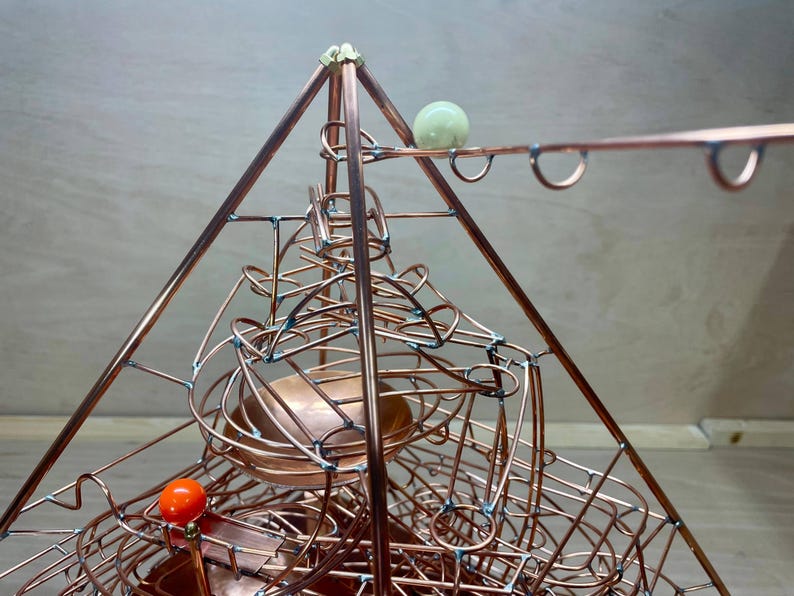 Pyramid Shape Rolling Ball Sculpture - Kinetic Art - Copper Wire ...