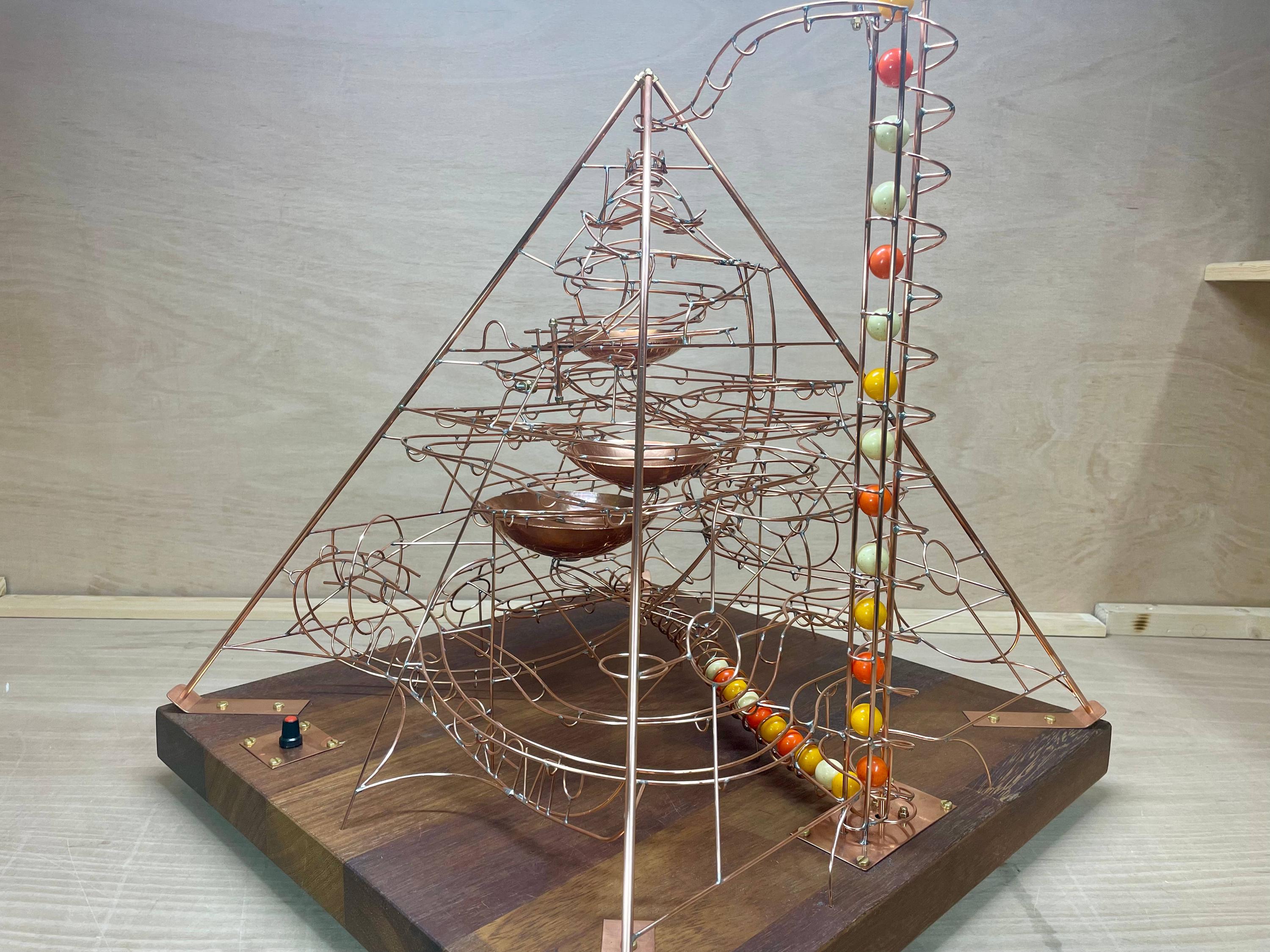 Pyramid Shape Rolling Ball Sculpture - Kinetic Art - Copper Wire ...