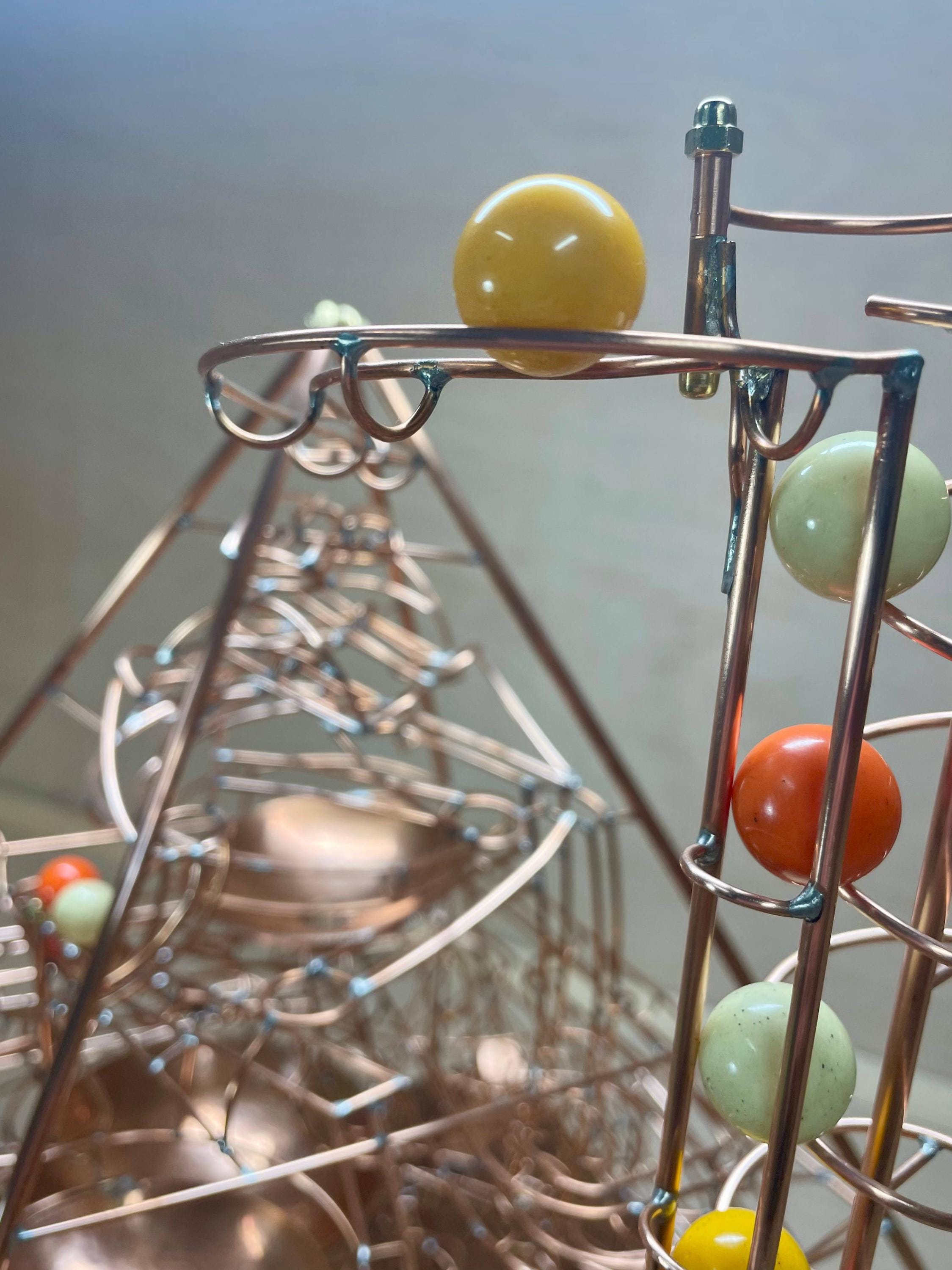 Pyramid Shape Rolling Ball Sculpture - Kinetic Art - Copper Wire ...