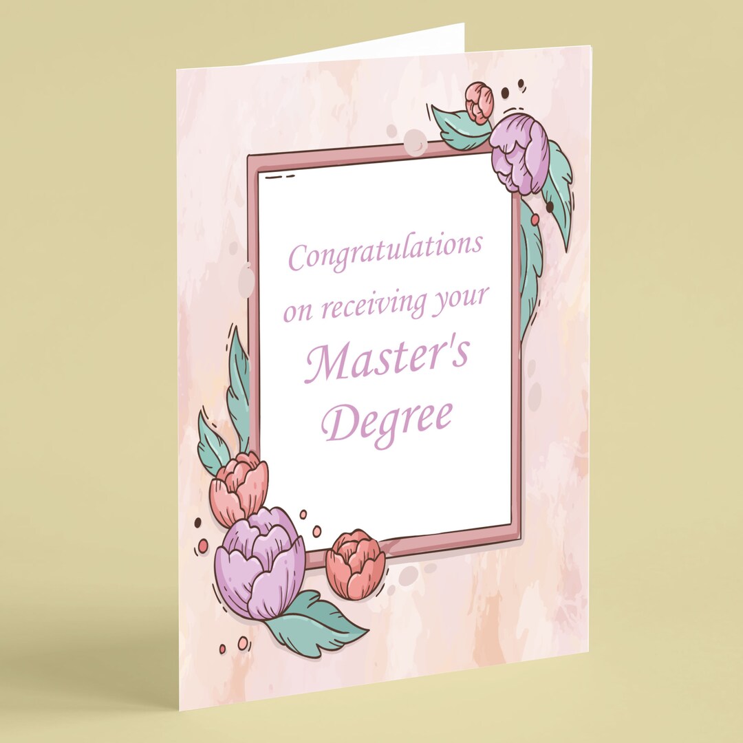 Floral Celebration Passed Master's Degree Card - Beebooh Cards - Etsy