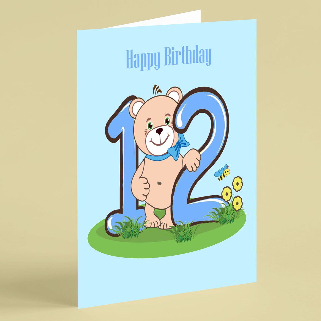 Cute Teddy 12th Birthday Card for a Boy Beebooh Cards - Etsy