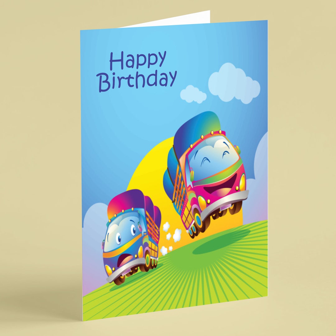 Bouncing Happy Lorry Birthday Card - Beebooh Cards - Etsy