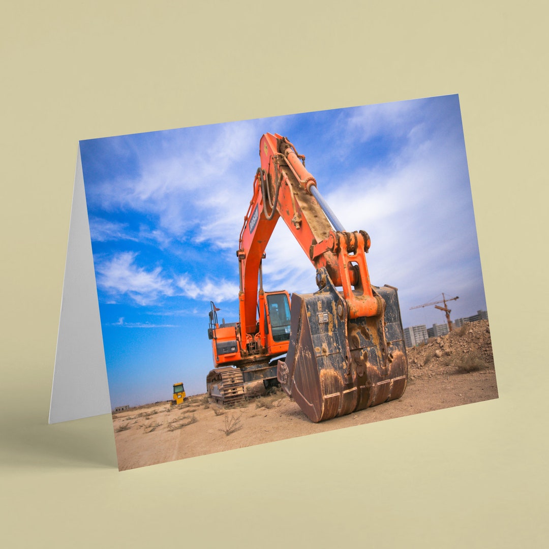 Large Orange Digger Birthday Card - Beebooh Cards - Etsy
