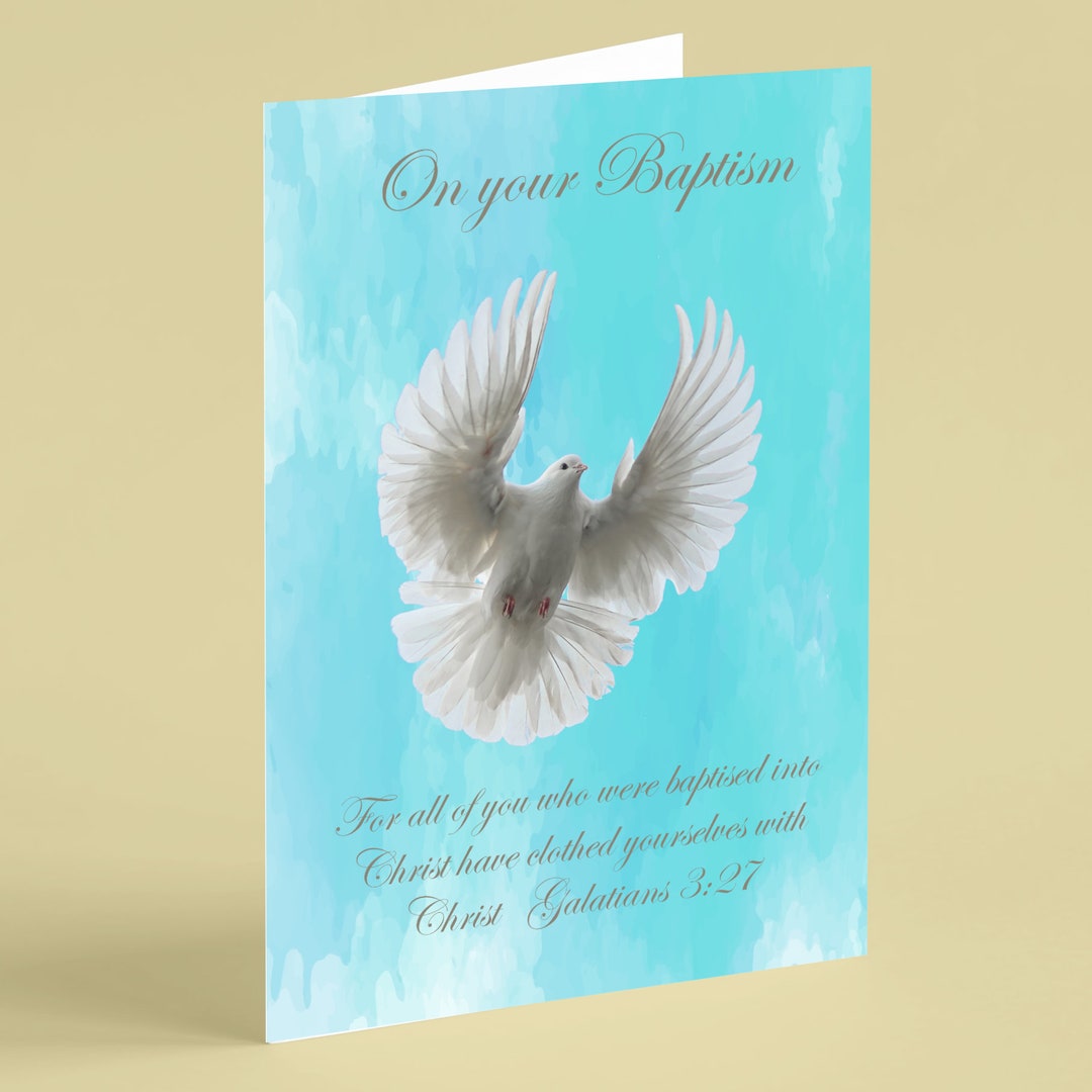 Beautiful Dover Scripture Baptism Card galatians 3:27 Beebooh Cards - Etsy