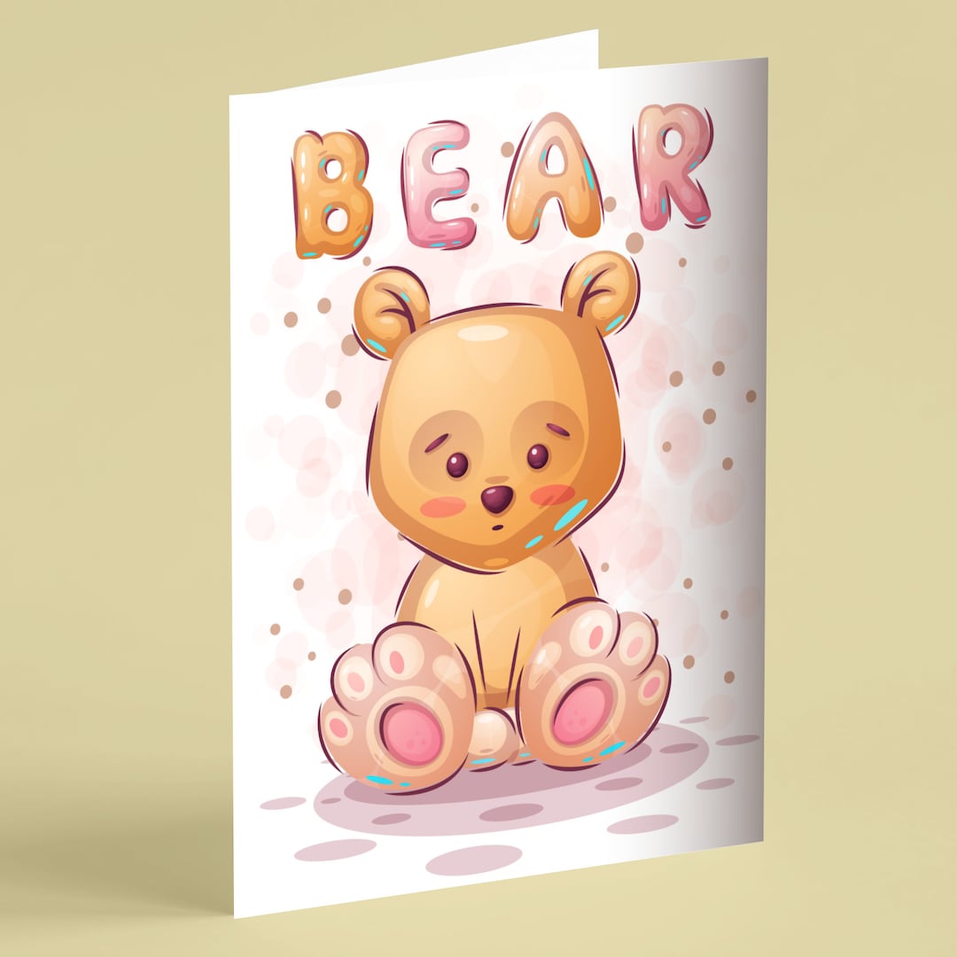Cute Teddy Bear Birthday Card Beebooh Cards - Etsy