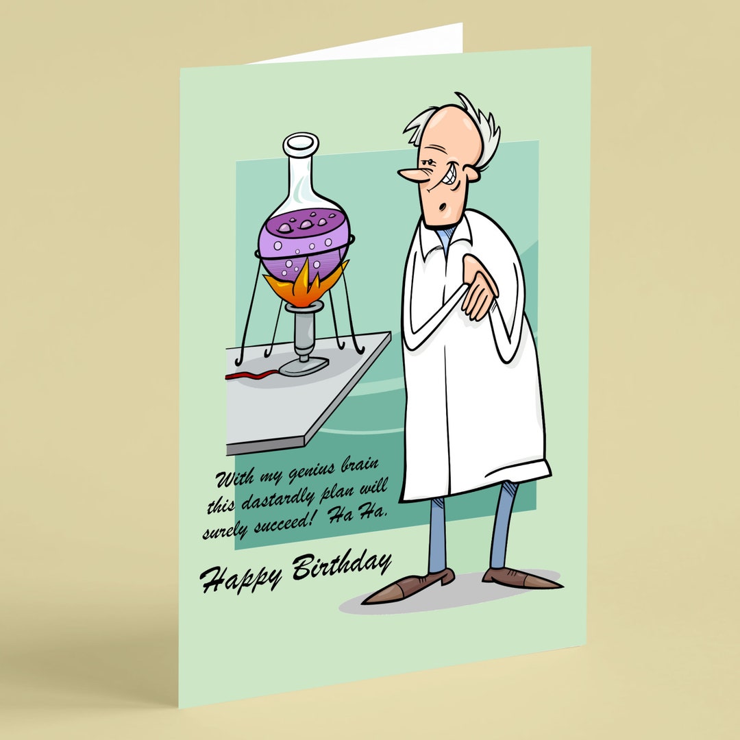 Mad Scientist Humour Birthday Card - Beebooh Cards - Etsy