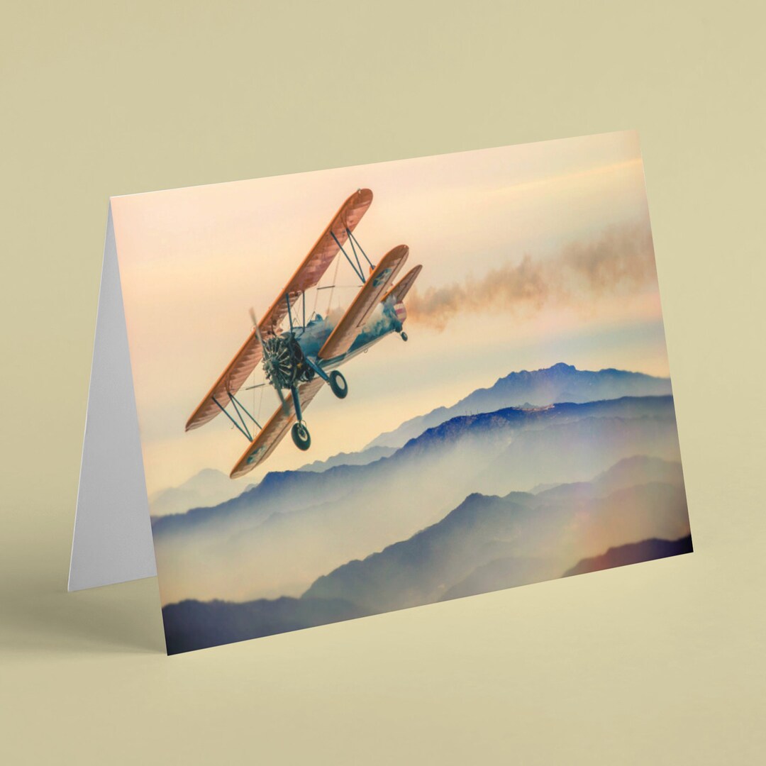 Double Decker Propeller Plane Aircraft Birthday Card - Beebooh Cards ...