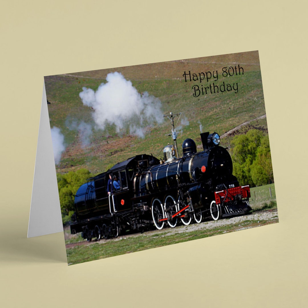 Steam Train 80th Birthday Card - We Can Supply This Card in Any Age ...