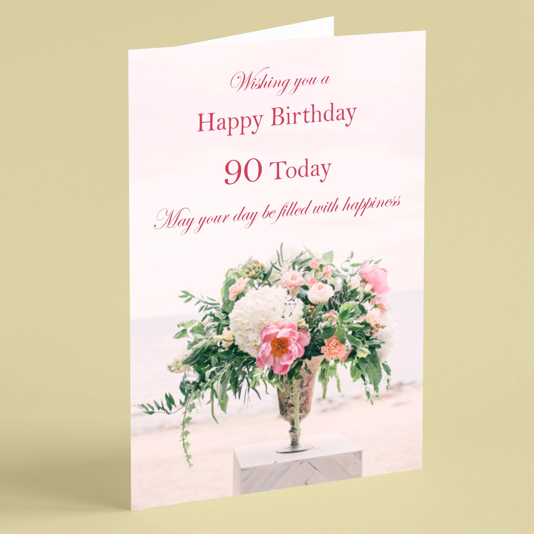 Flower Arrangement 90th Birthday Card - Can Supply Other Ages - Beebooh ...