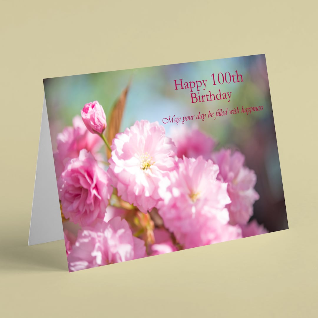 Pretty Pink Flowers 100th Birthday Card Can Supply Other Ages Beebooh ...