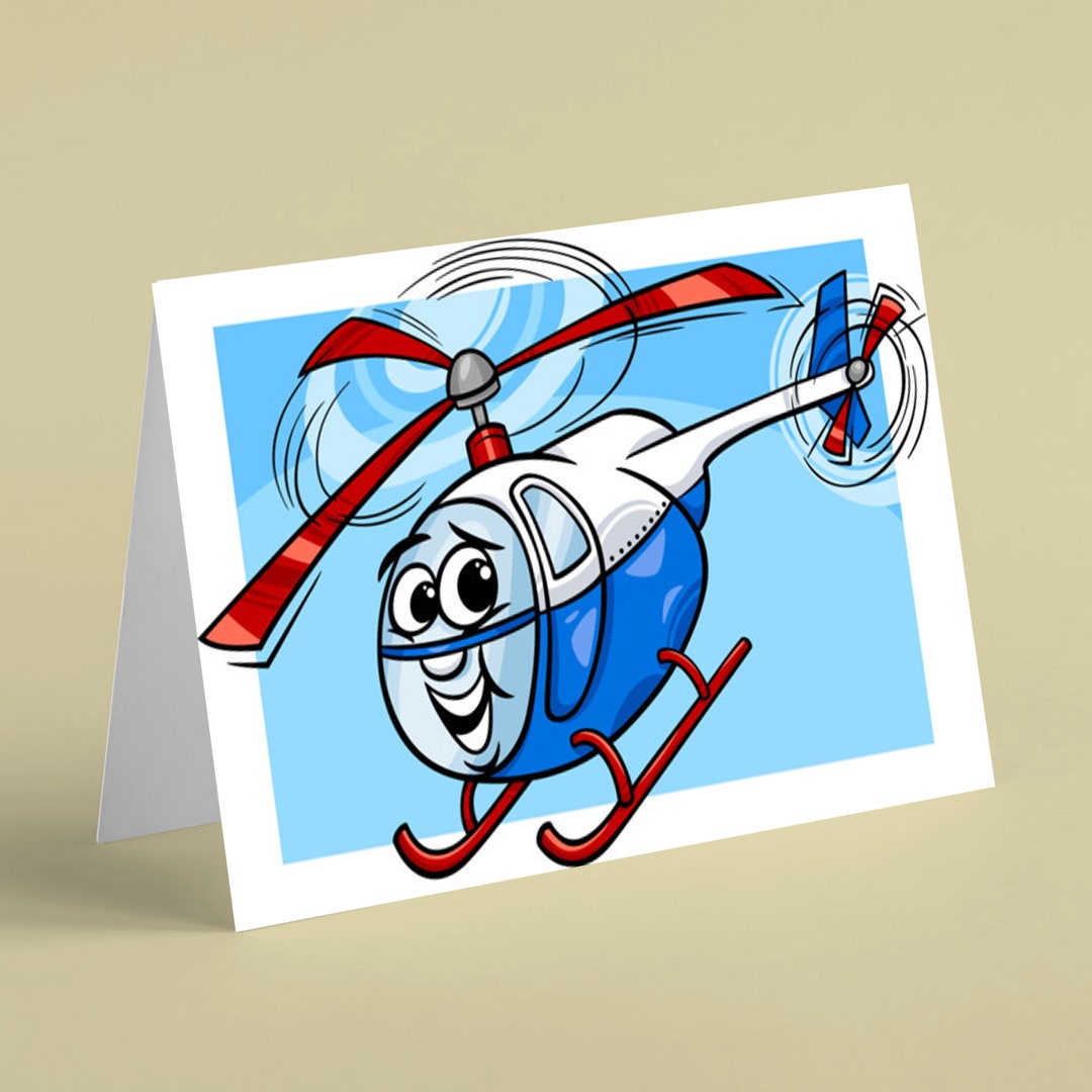 Happy Helicopter Aircraft Birthday Card - Beebooh Cards - Etsy