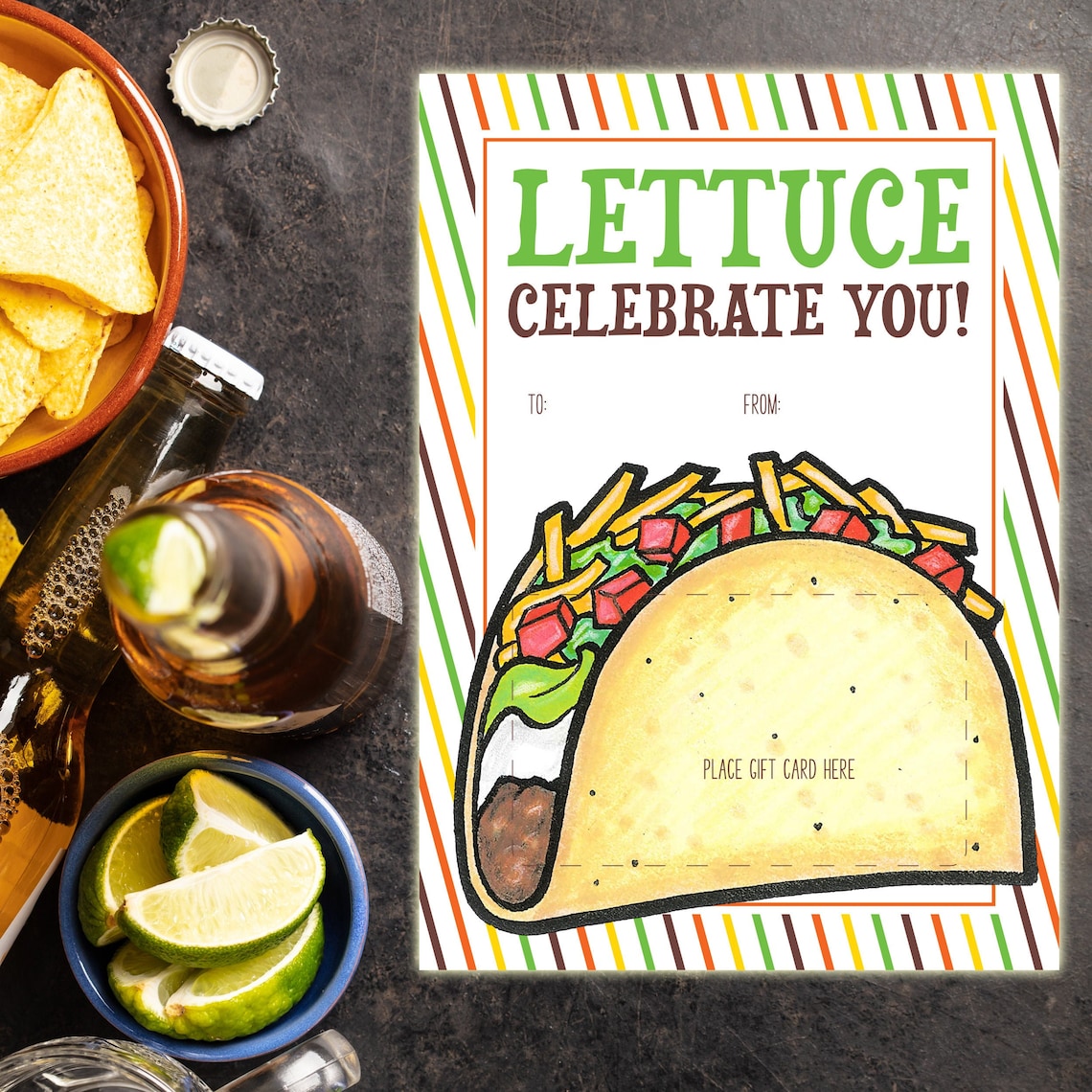 Taco Mexican Restaurant Gift Card PRINTABLE Holder Download, Easy Thank ...