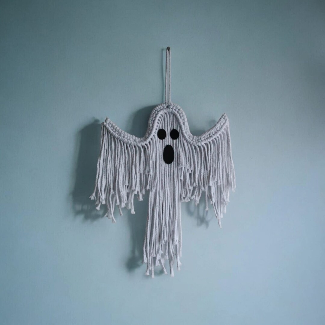 Halloween Macrame Spooky Wall Hanging Ghost, Wall Hanging Halloween ...