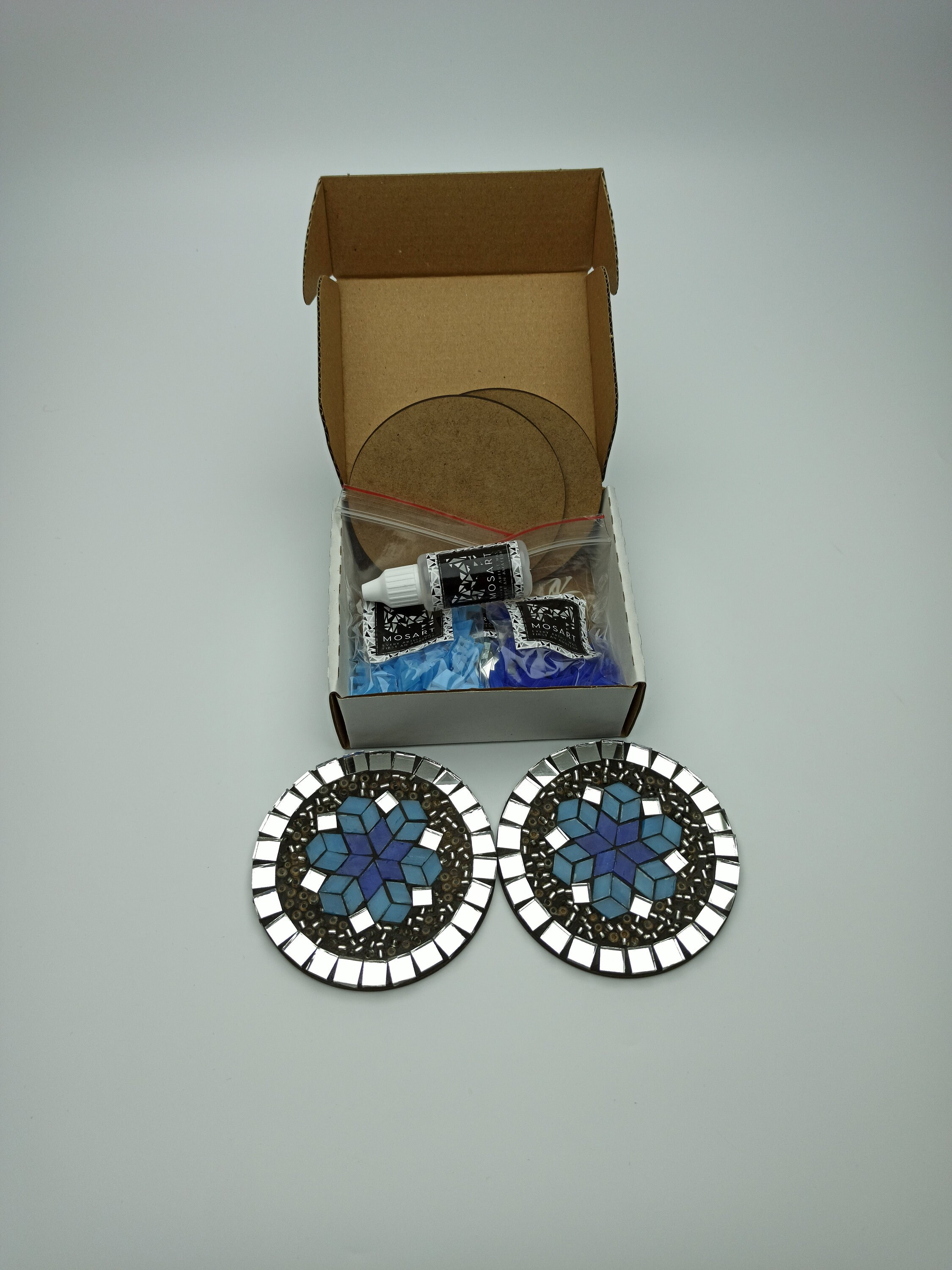 DIY Blue Mosaic Coaster Kit Enjoy A Unique Artwork Creating | Etsy