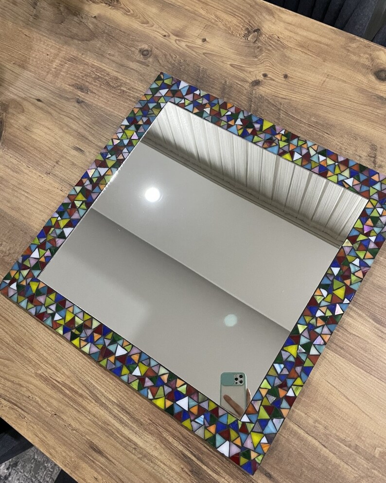 Large Rainbow Mosaic Mirror 19x19 Inch Mirror for Wall - Etsy