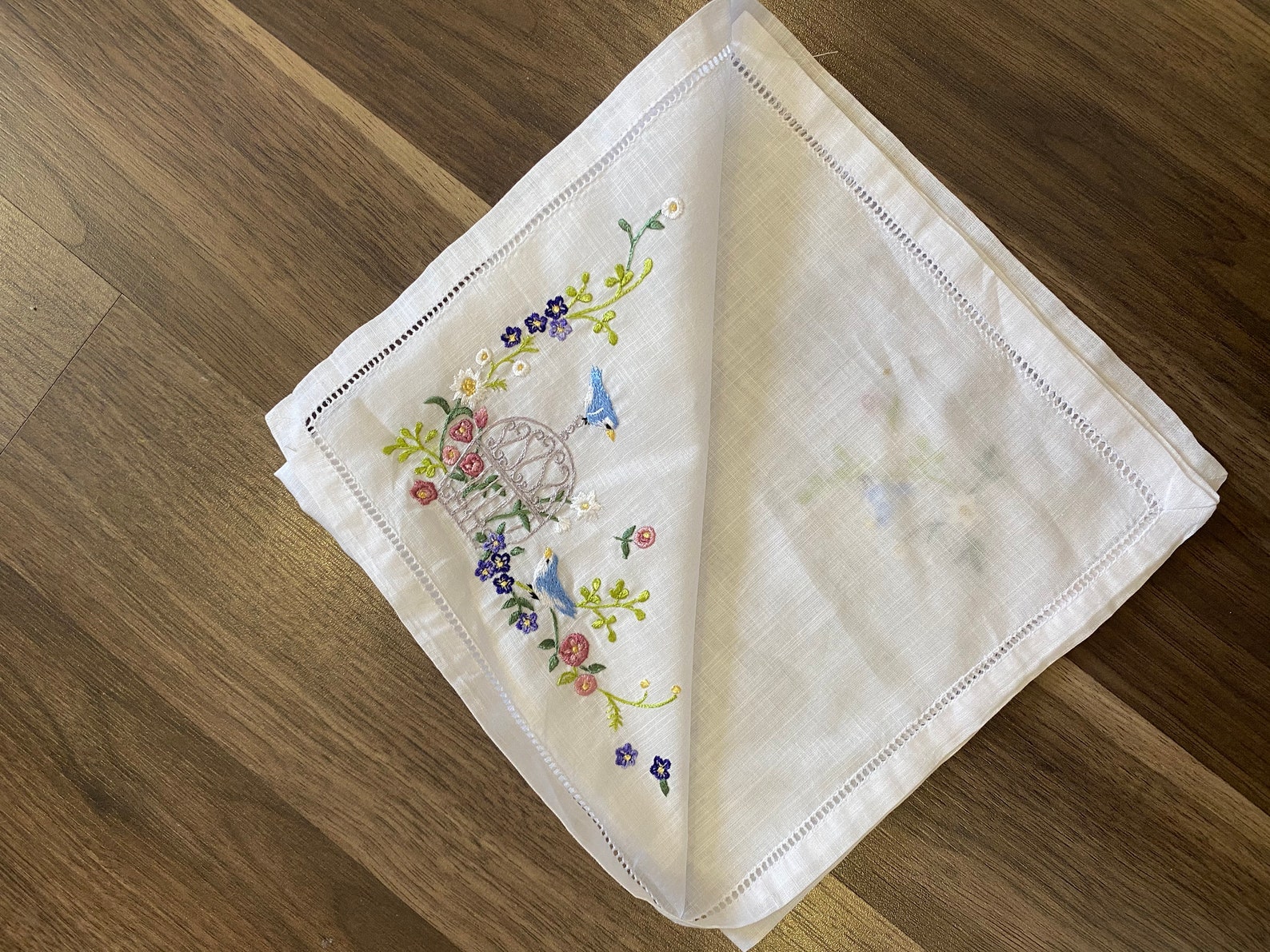 Premium Handmade Embroidered-100% Light Cotton Handkerchief, 42x42 Cm ...