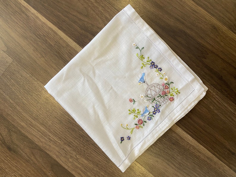 Premium Handmade Embroidered-100% Light Cotton Handkerchief, 42x42 Cm ...