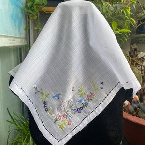 Premium Handmade Embroidered-100% Light Cotton Handkerchief, 42x42 Cm ...