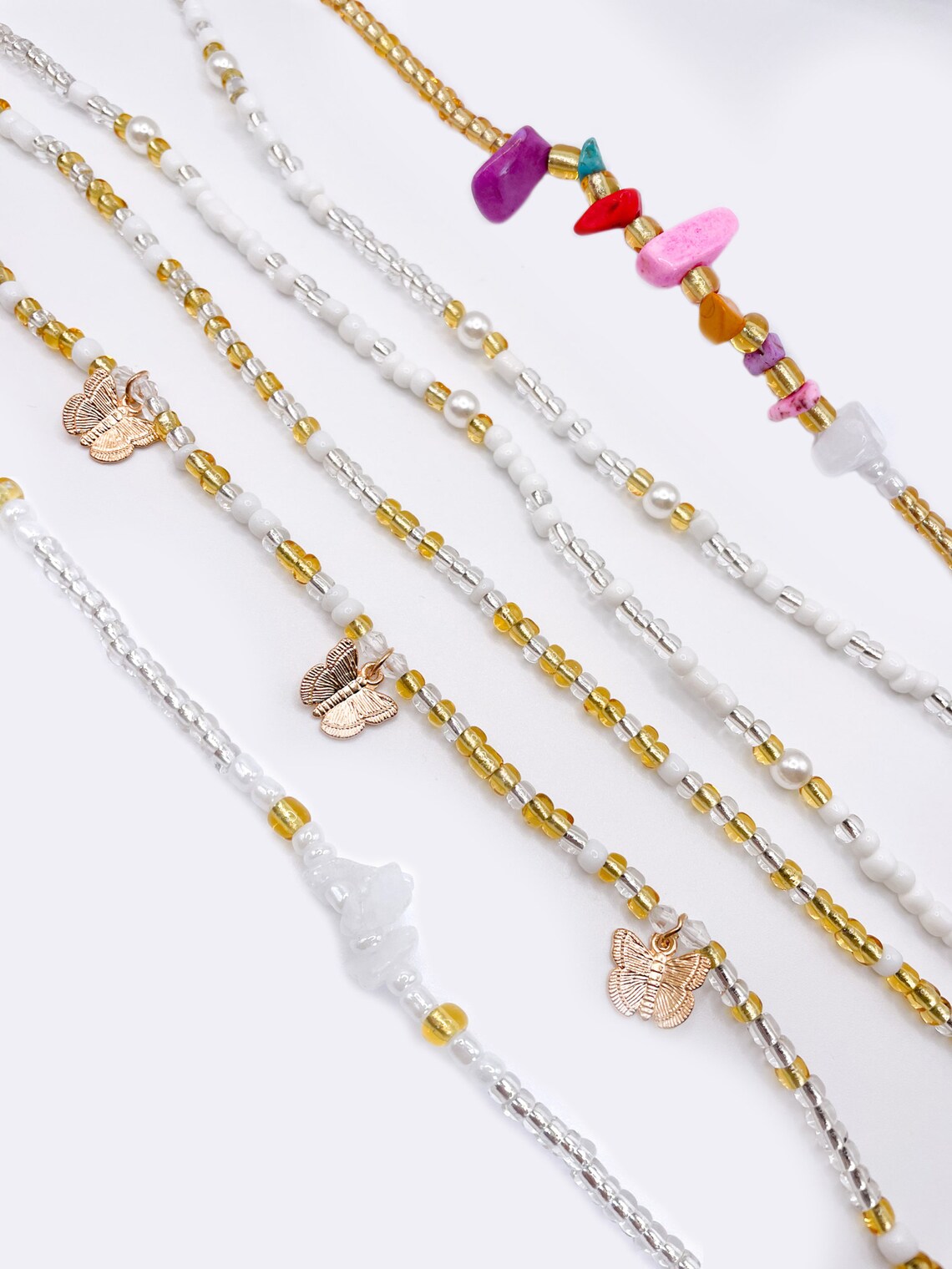 Cute Elasticated Waist Chains // Colourful Beaded Summer Belly - Etsy