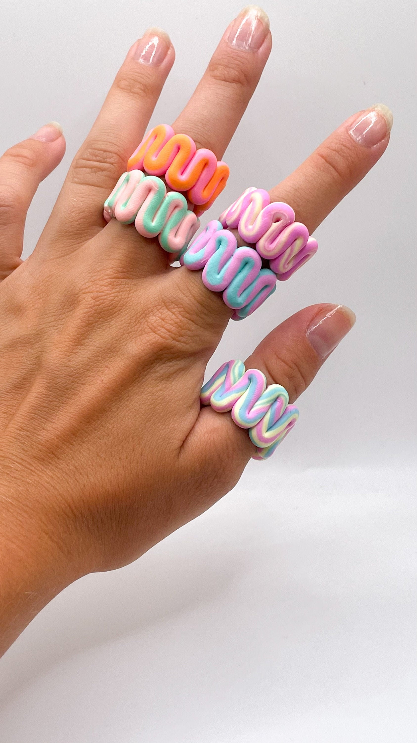 Colourful Chunky Clay Rings // Mix & Match Summer Rings // | Etsy