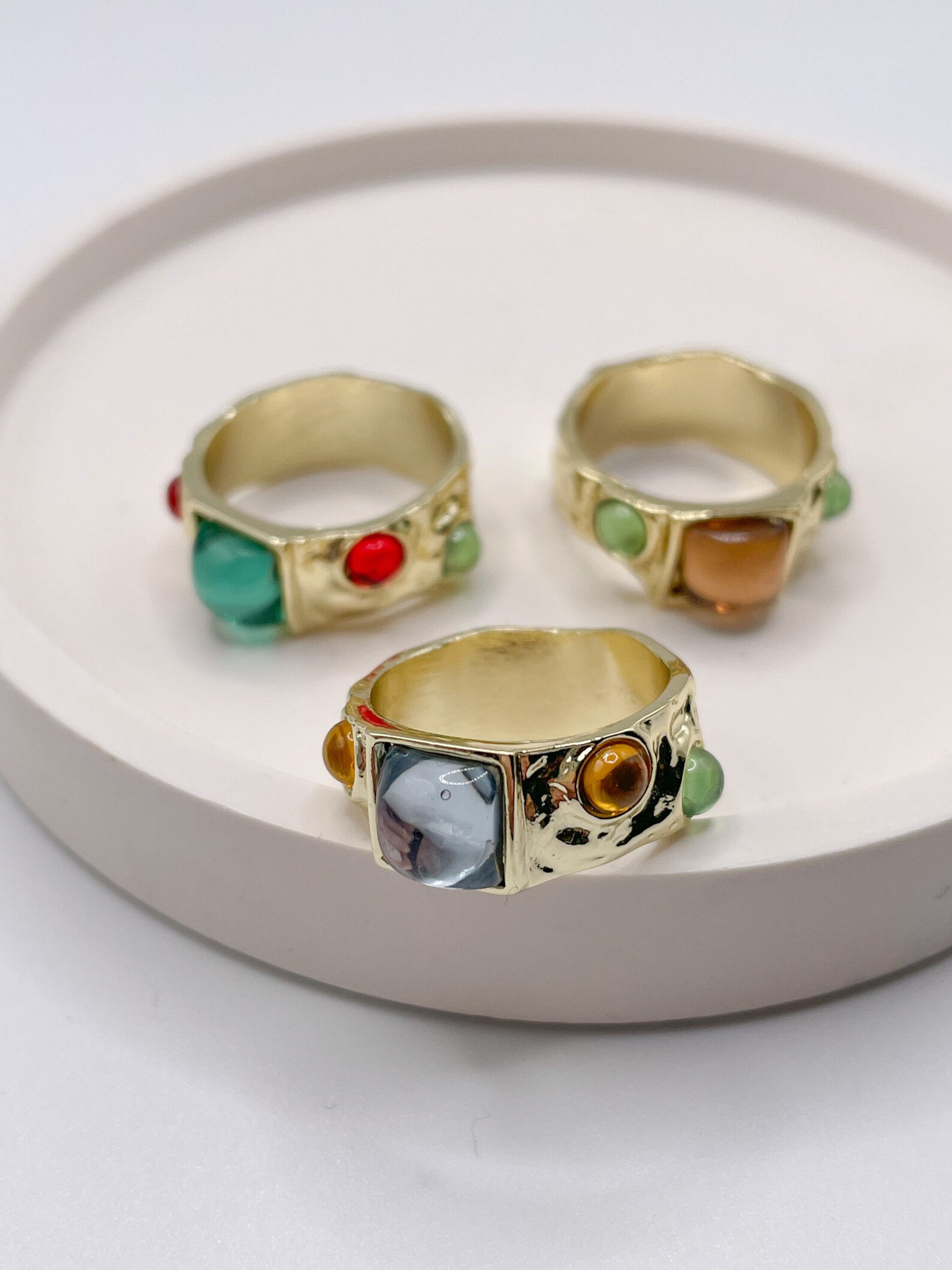 18k Gold Plated Irregular Solid Ring // Colourful Gems // - Etsy