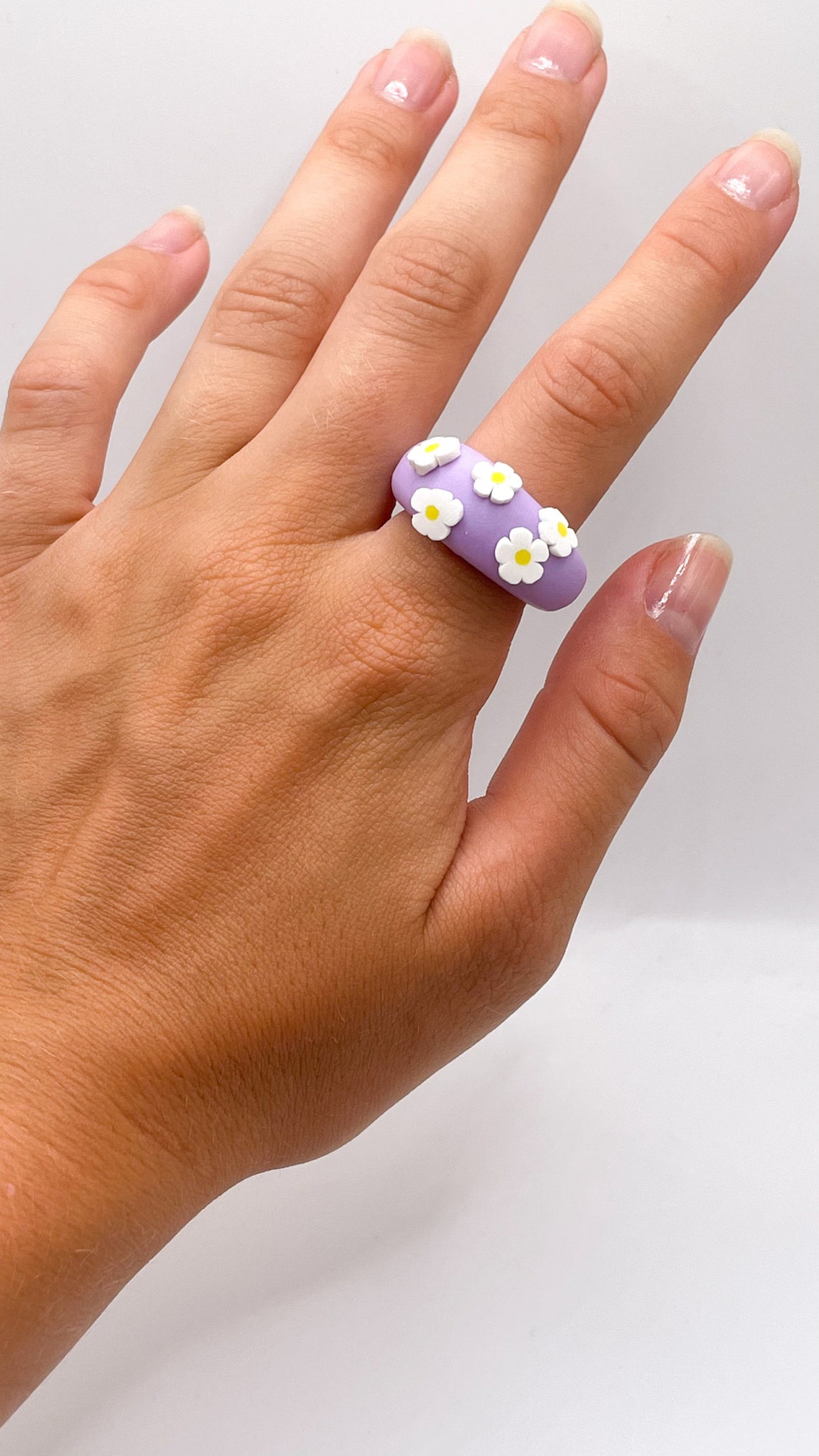 Cute Flower Clay Rings // Colourful Chunky Trendy Clay Ring | Etsy