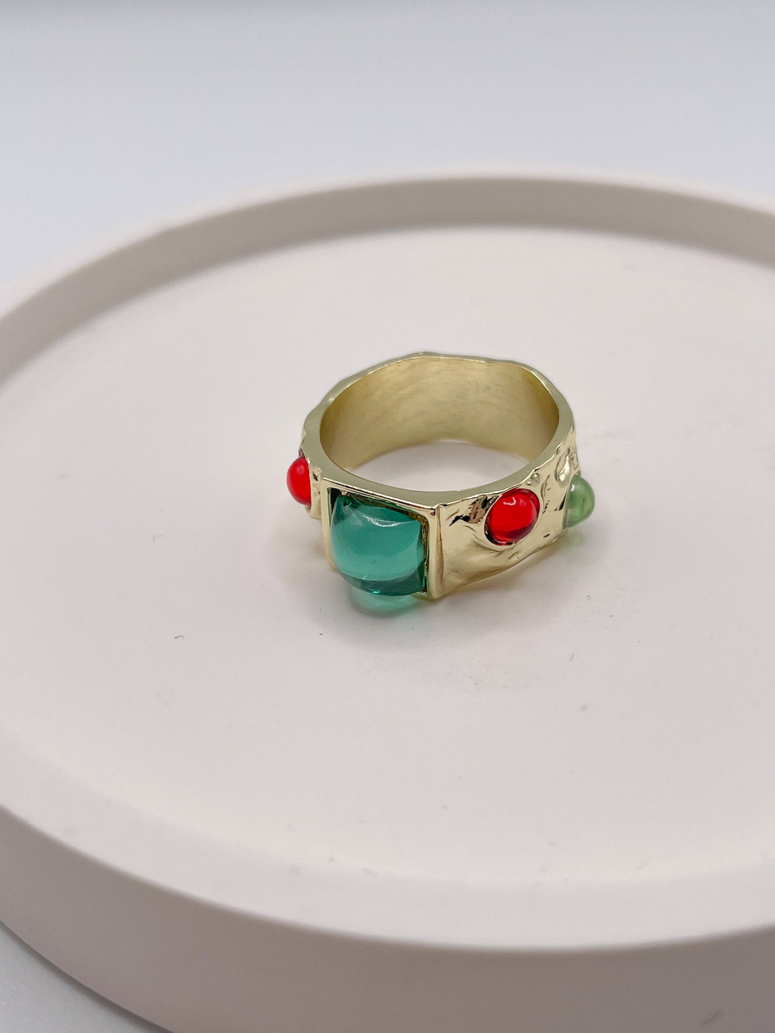 18k Gold Plated Irregular Solid Ring // Colourful Gems // - Etsy