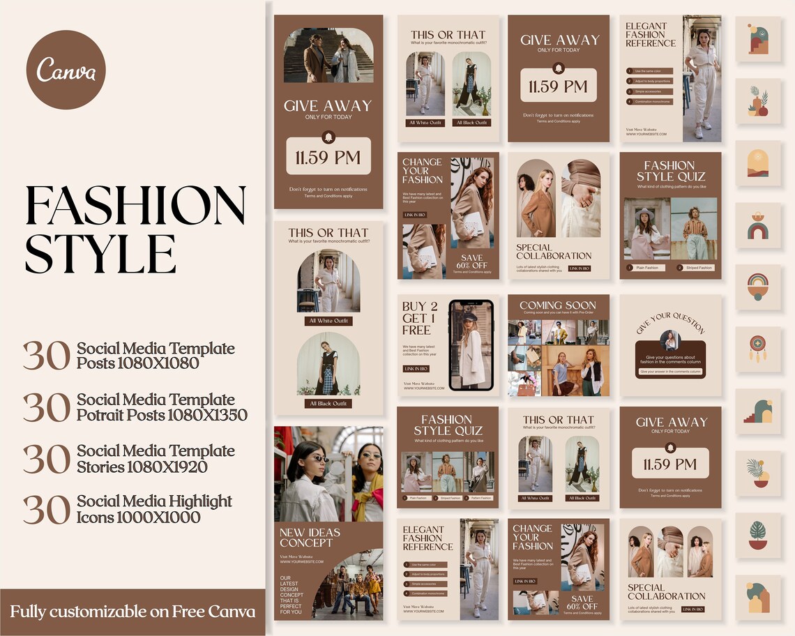 Fashion Canva Template Fashion Social Media Template - Etsy